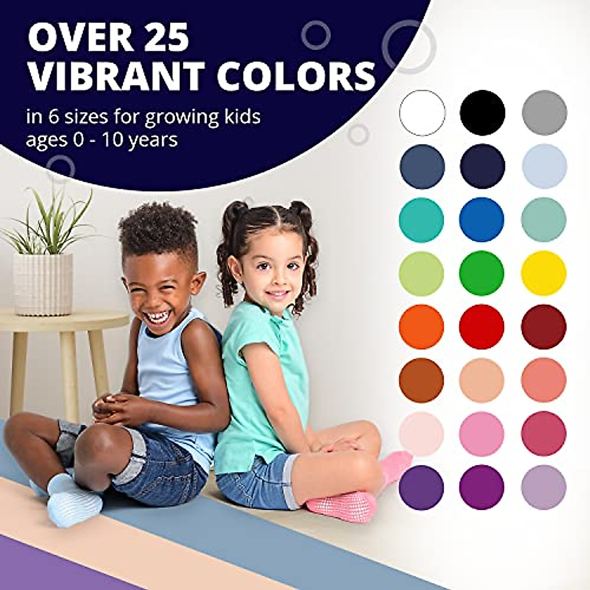 LA Active Baby Socks 12-36 Months - 6 Pairs of Newborn, Infant & Toddler Socks for Boys and Girls with Non-Slip Grip - Crew Style - Grayscale