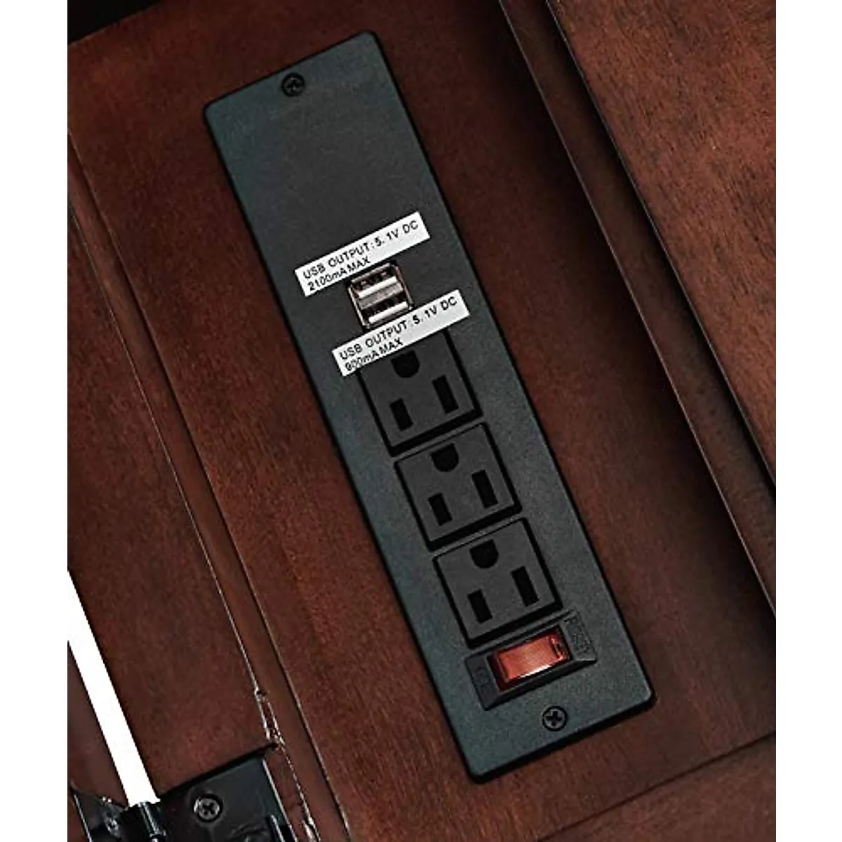 Ball & Cast Traditional End Table with Charging Station Chair Side Table with USB Ports & Outlets, Dark Brown