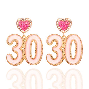 30th Birthday Earrings, Finally 30th Birthday Gifts Idea for Her, Dangle Drop Birthday Earrings for 30 Birthday Decorations Gifts Ieda for Women 30 Decorations