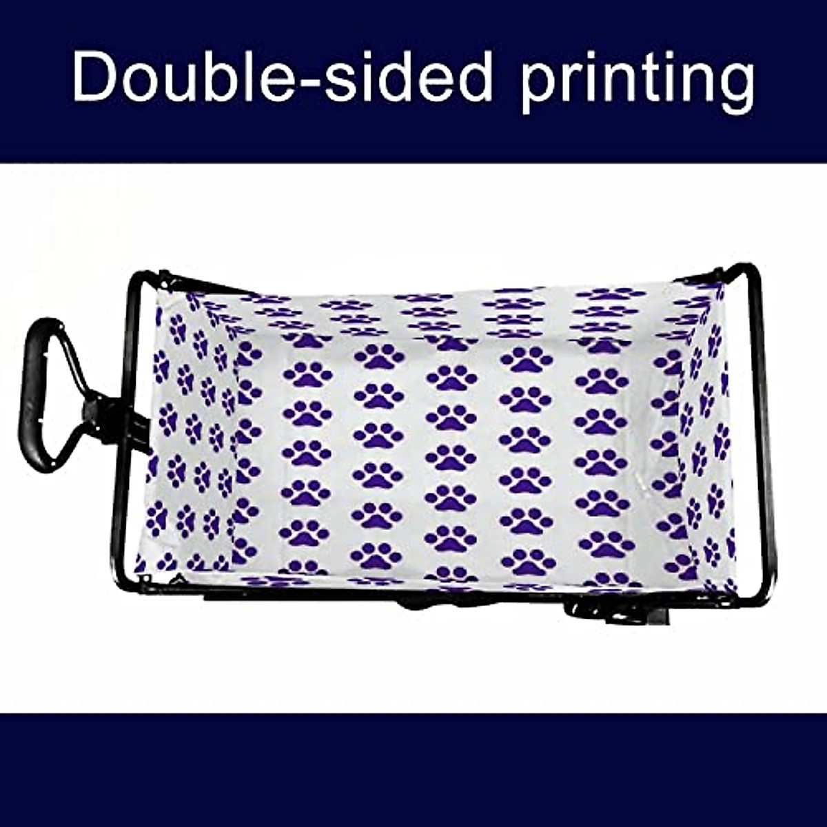 Collapsible Wagon Cart A Simple of Footprints White Purple Animal Tracks Print is Well Suited Foldable Utility Wagon Large Capacity Garden Cart with Push Bar for Beach Camp Outdoor Shopping