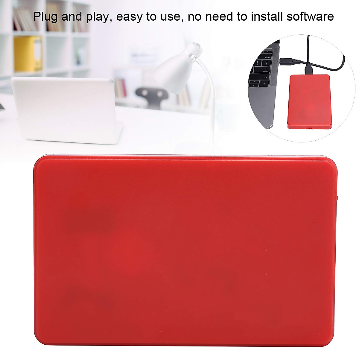 USB3.0 2.5 Inch Portable Mobile Hard Drive, 80GB Universal External Hard Drive for Computer Monitors and Laptop, Red(80G)