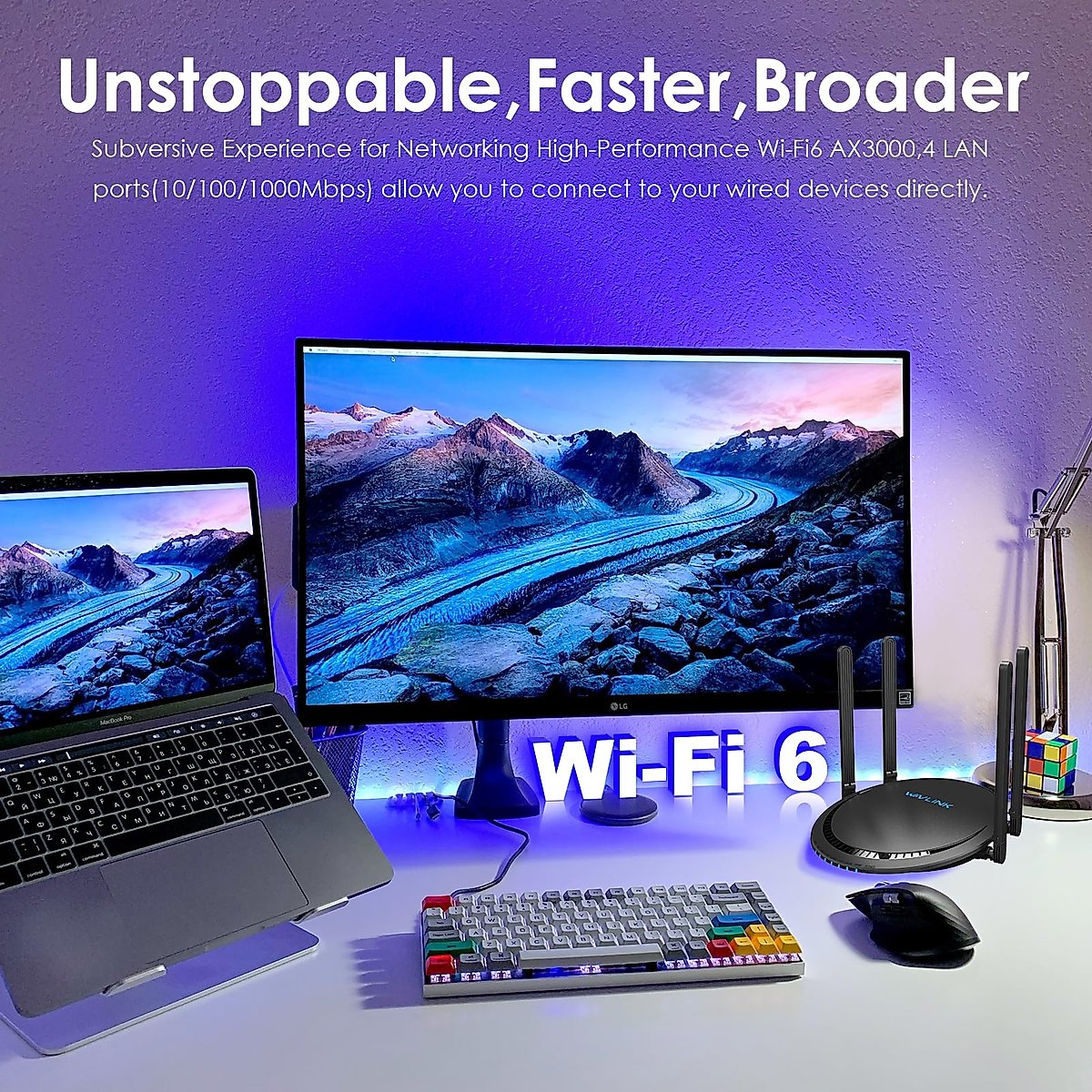 WiFi 6 AX3000 Wireless routers for Home,Wavlink Dual Band Wireless Internet Router,Gigabit Router with 4 * 5dBi High-Gain Antennas, MU-MIMO, OFDMA, Touchlink, Beamforming, WPA3, Router Mode Only