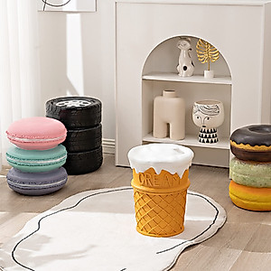 Keebgyy Food Shoe Changing Stool, Simulated Food Stool, Cute Soft Simulated Food Stool, Soft Resin Retro Fun Ingenious Decorative Low Food Shoe Changing Stool for Home, Lightweight(Sweetheart Cookie)