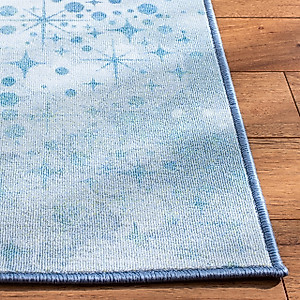 SAFAVIEH Disney Princess Collection Machine Washable Slip Resistant 5' x 7' Light Blue/Blue Iconic Kids Bedroom Nursery Playroom Area Rug