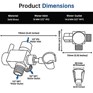 G-Promise Metal 3-Way Shower Diverter with Shut-off Setting and Handheld Holder for Bathroom Shower System, 4 Settings Diverter for Fixed Rain Showerhead and Handheld, Universal Replacement Part