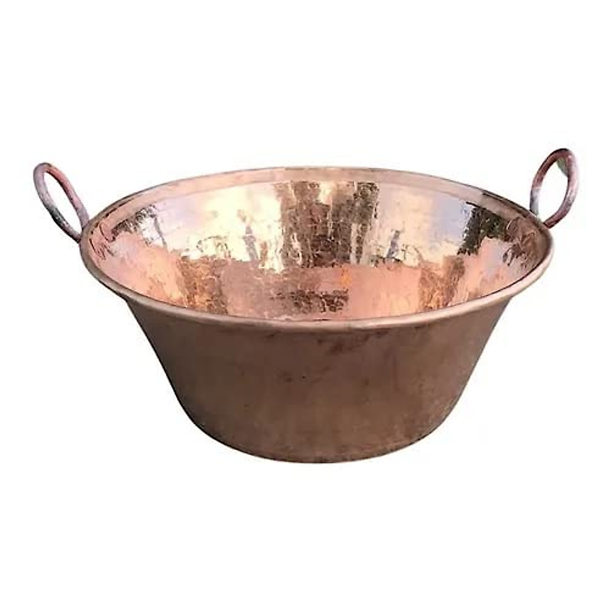 CELLY PARTY 16" Authentic and Cazo De Cobre Original Para Carnitas Large Heavy Duty Gauge Copper Pot Hand Hammered Made in Mexico 100% Copper Wok Jam Pan