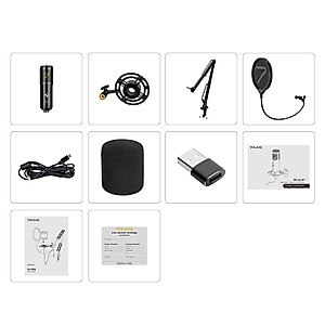 7RYMS SR-AU01-K1 Podcast Microphone Kit with Arm Stand, USB Condenser Microphone for Computer PC Smartphone, Suitable for Gaming Singing Podcasting Recording Live-Streaming