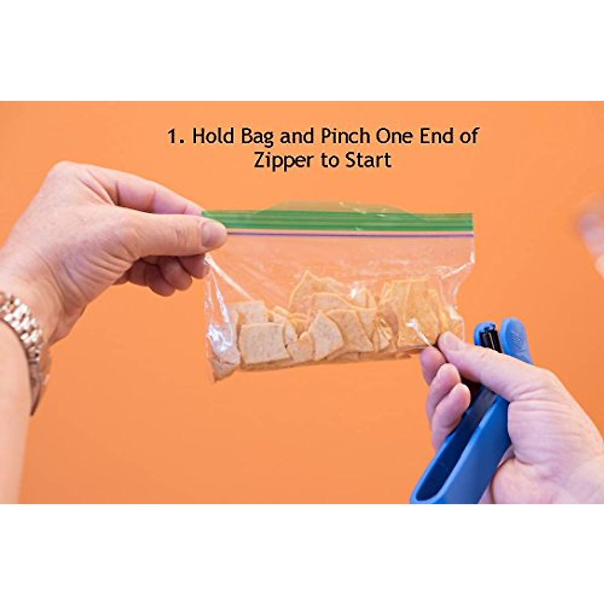 ZipSealer- The Original Zipper Lock Bag Sealer. The Easiest & Fastest Way To Seal Zipper Lock & Zip Top Bags. Patented. (Green)