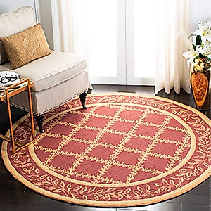 SAFAVIEH Chelsea Collection 4' Round Ivory / Green HK230B Hand-Hooked French Country Wool Area Rug