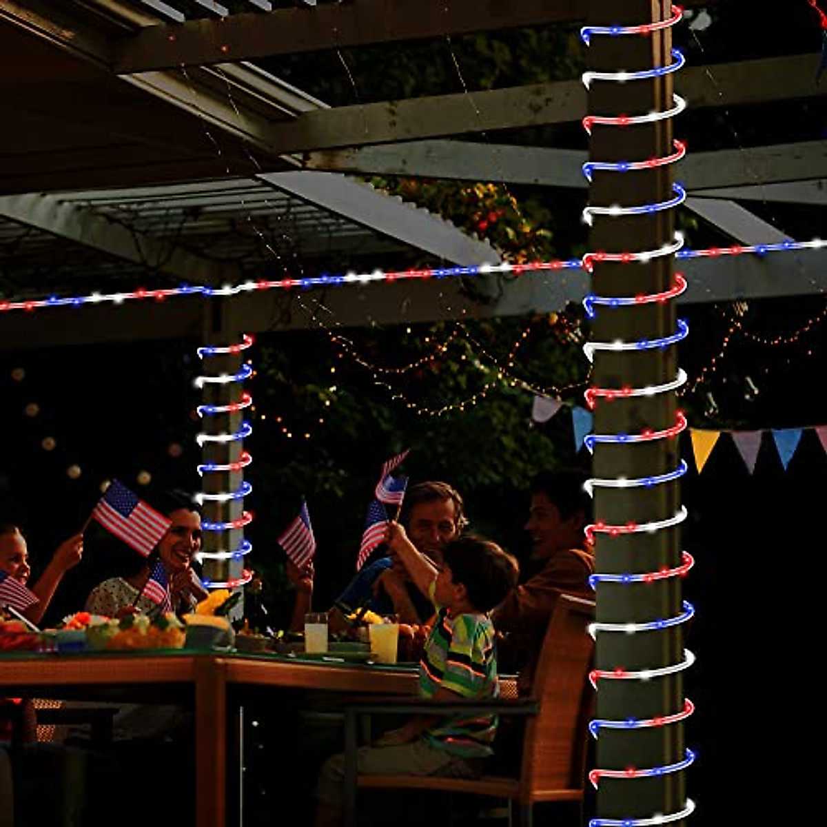 4th of July Rope Lights for Memorial Day, 33 ft 100 LEDs Waterproof Outdoor Neon Rope Lights with 16 Colors Mode and Remote for Home Garden Yard, Patriotic Independence Day Memorial Labor Day Decor