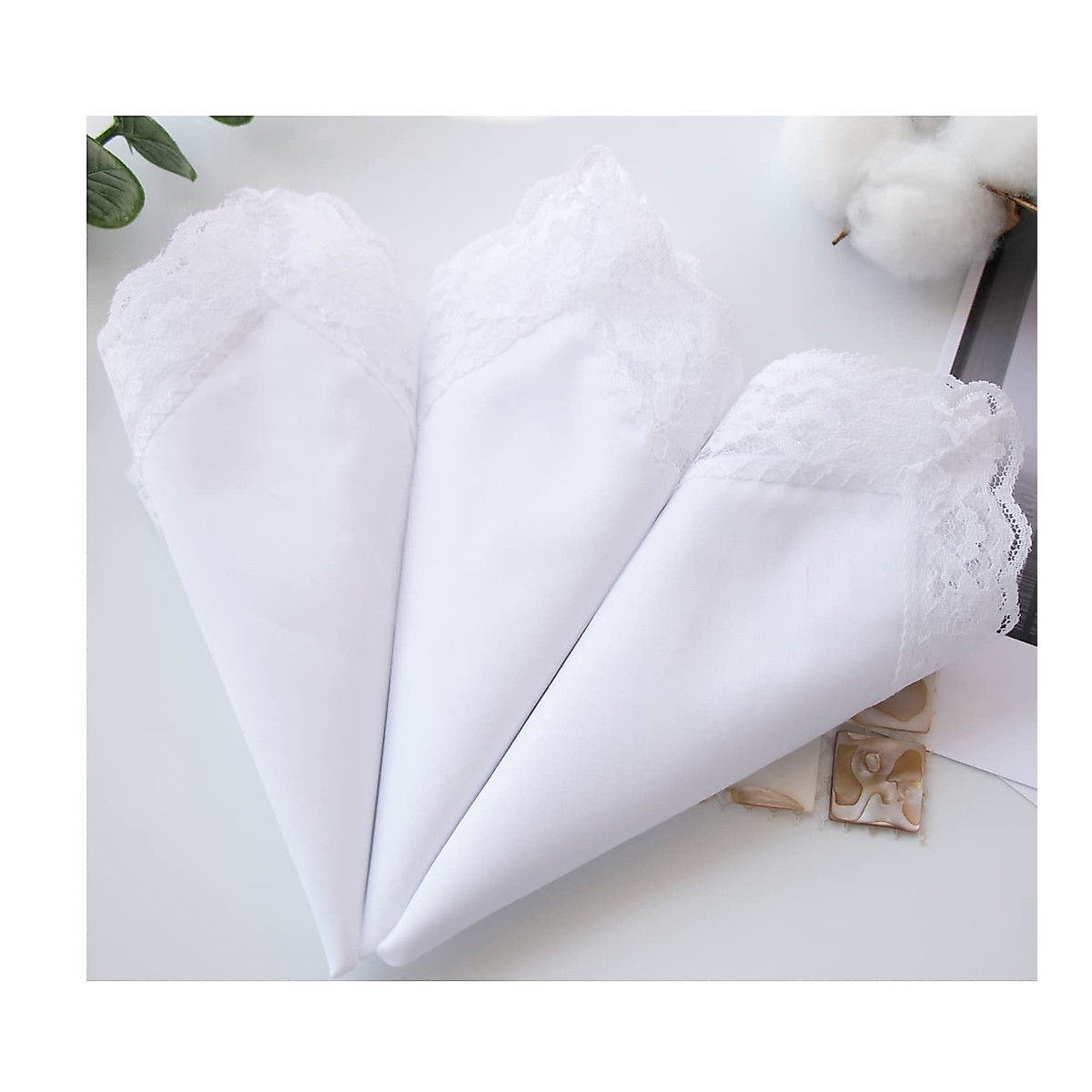 MileyMarla Ladies New Pretty Lace White Cotton Handkerchiefs Wedding Hankies Hanky