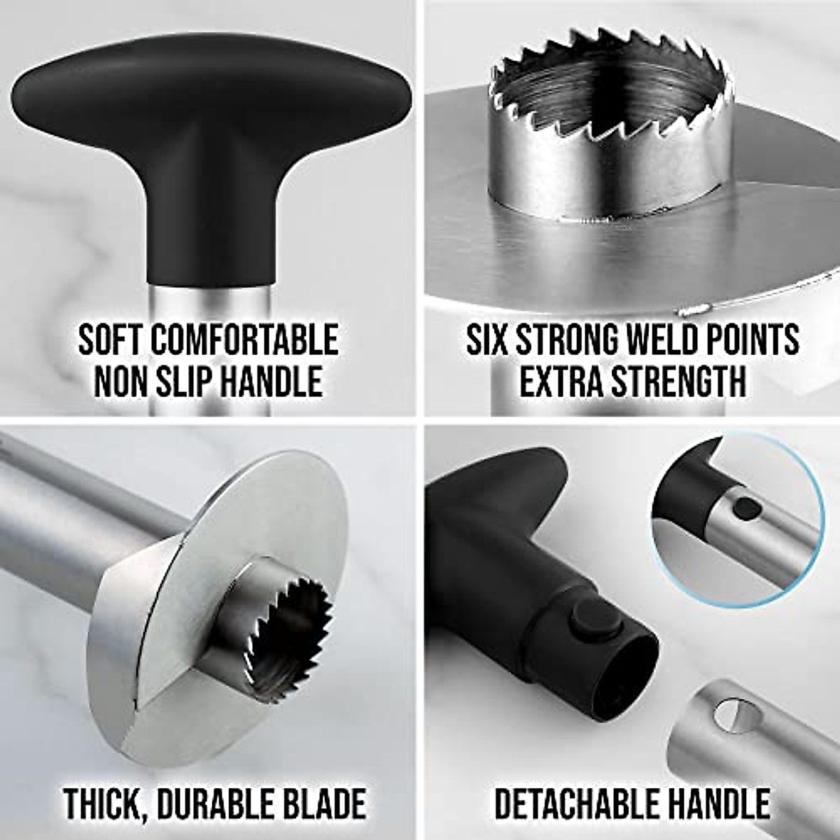 Pineapple Corer (Triple Reinforced Stainless Steel) with Eye Removal Tool - Pineapple Cutter with Reinforced Welding & Thick Blade - Pineapple Slicer and Corer Tool for Easy Core Removal by Zulay