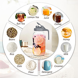 64 oz Pitcher Mason Jar - Heavy Duty Wide Mouth Jar with Flip Cap Lid and Pour Spout - Airtight Seal for Freshness and Convenience - Great for Cold Beverages, Breast Milk, and Home Entertaining