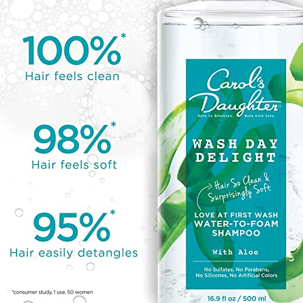 Carol’s Daughter Wash Day Delight Love at First To Foam Sulfate Free Shampoo with Aloe and Micellar Water, Paraben Free, Silicone Free, Micellar Shampoo for Kinky, Curly Hair, 16.9 fl oz