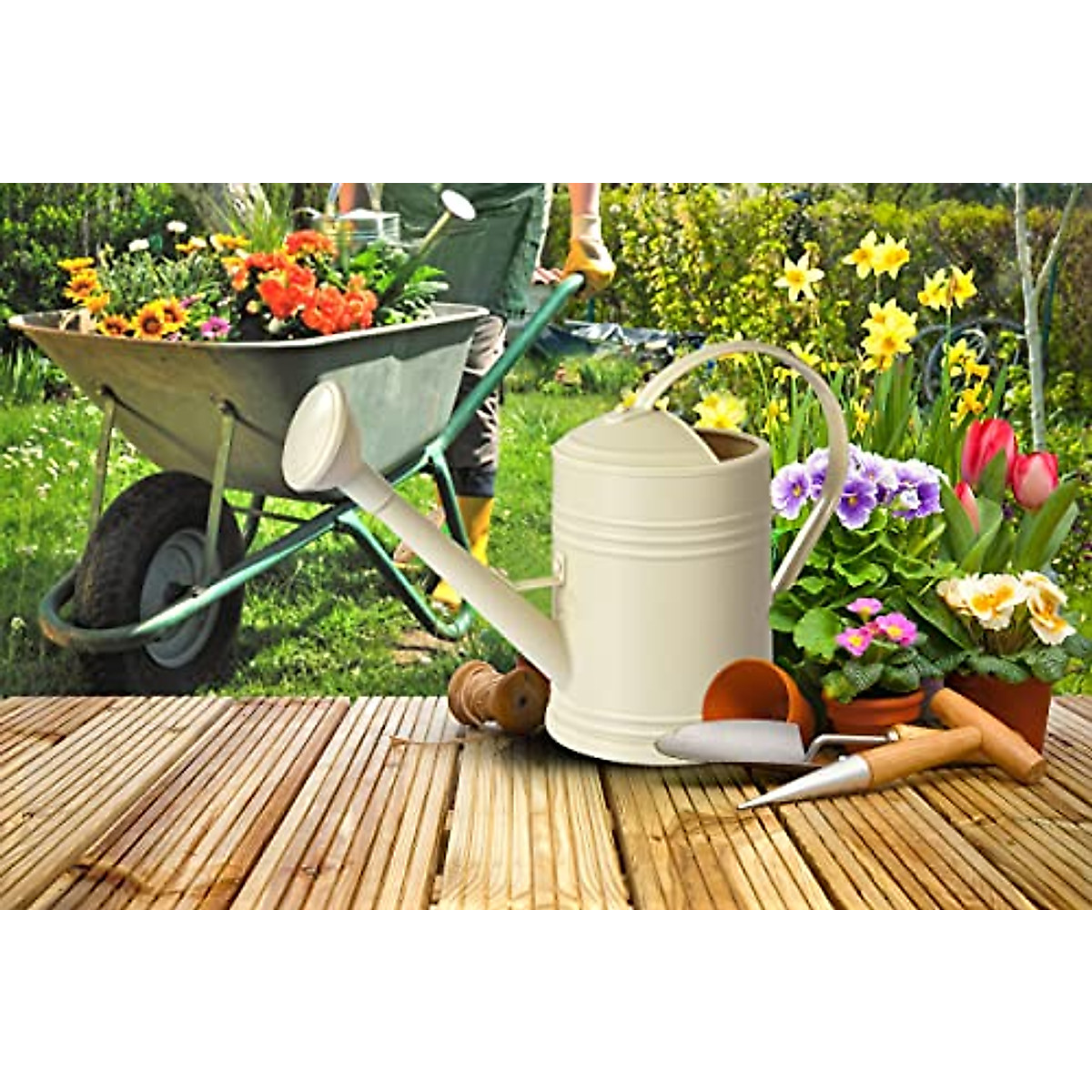 Watering Can for Indoor Plants, Flower Watering Can Outdoor for House Plants Garden Flower, Small Watering Can Indoor Long Spout with Sprinkler Head (1/2 Gallon, Ivory)