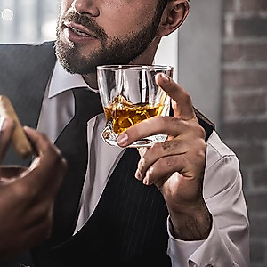 YUFDA Whiskey Glasses, 7 oz Bourbon Glasses Set of 4 Square Bottom, Old Fashioned Glass for Drinking Cocktail Scotch Cognac, Luxury Whiskey Gifts for Men Rocks Glasses