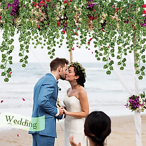 Yatim 90 CM Glabrous Grape Ivy Vine Artificial Plants Greeny Chain Wall Hanging Leaves for Home Room Garden Wedding Garland Outside Decoration Pack of 2