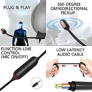 Uberwith Boom Microphone Cable Noise-Cancelling Replacement Compatible with Bose QC35 & QC35 II Headphones with Volume Control and Mute Switch for PC, Laptop, PS4, PS5, Xbox One Controller