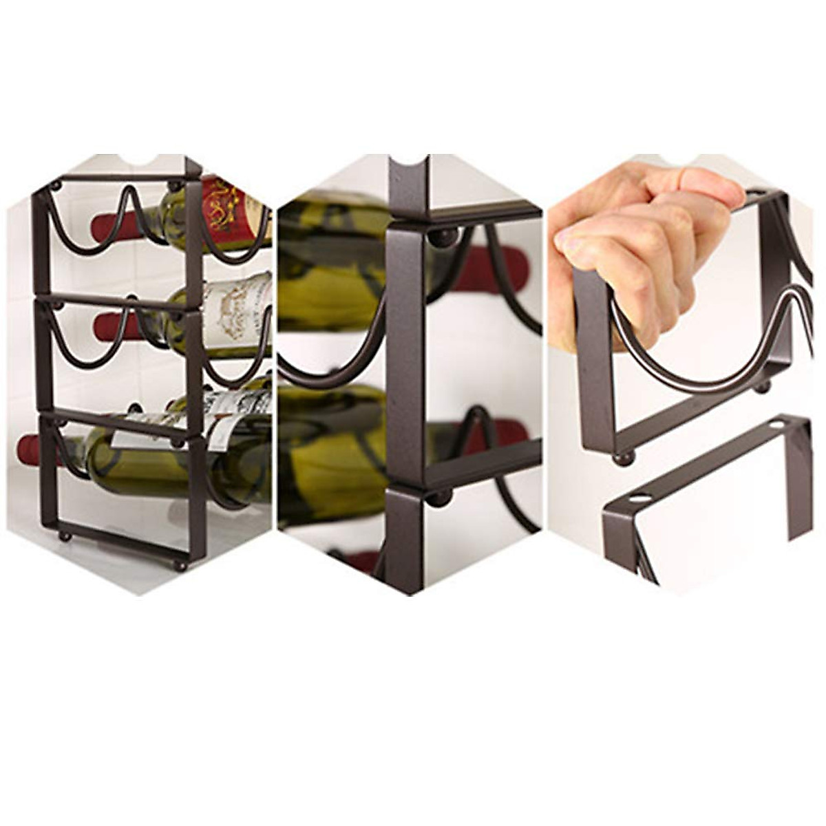YCOCO Wine Rack,3 Tier Stackable Freestanding Countertop Wine Holder Can Hold 12 Bottles Wine,Space Saver for Wine Cabinet and Counter Storage,for Champagne and Red White Wines