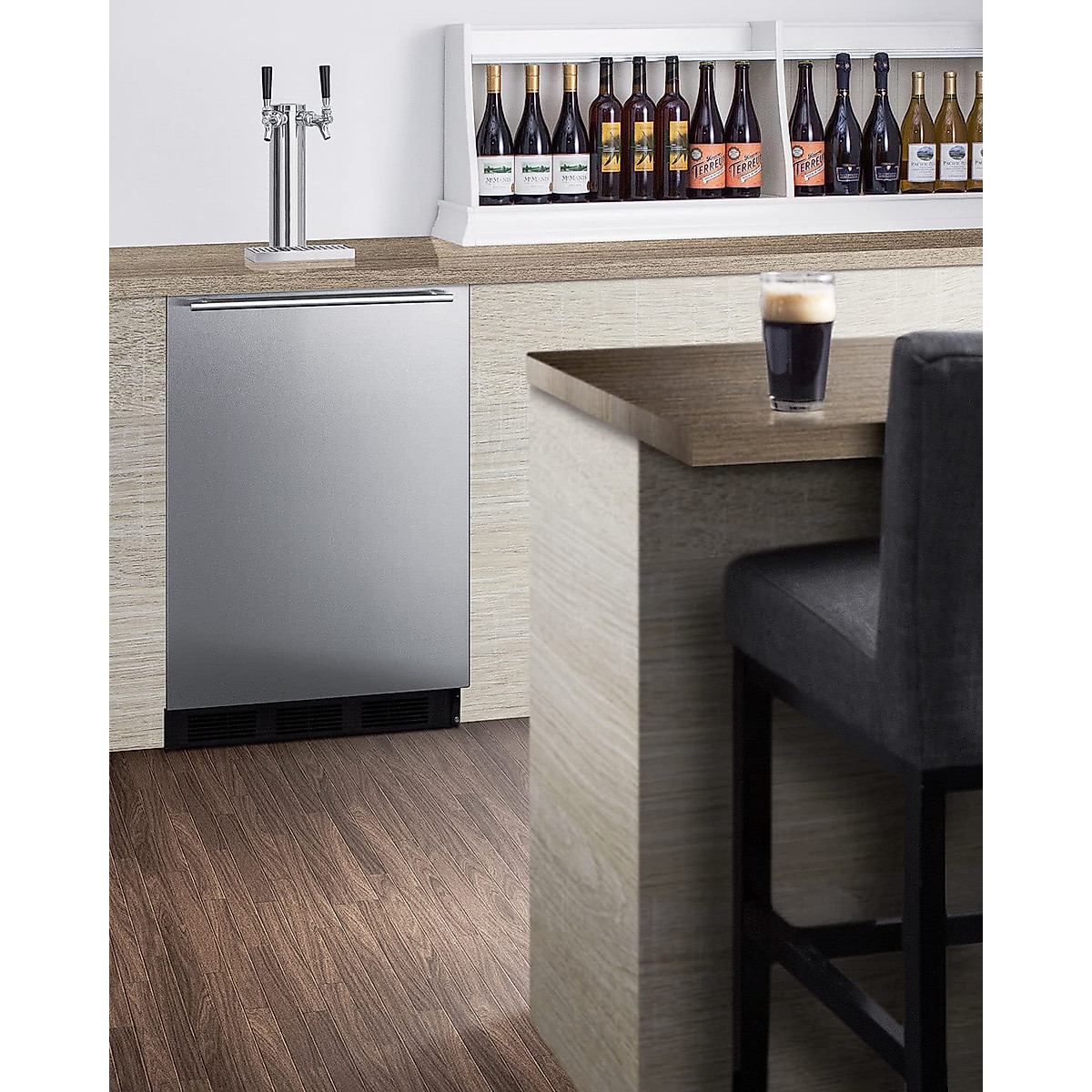 Summit 24 in Wide Built-In Kegerator, ADA Compliant Commercial - Built-in kegerator for use under ADA compliant counters with dual tap kit for two 1/6 kegs