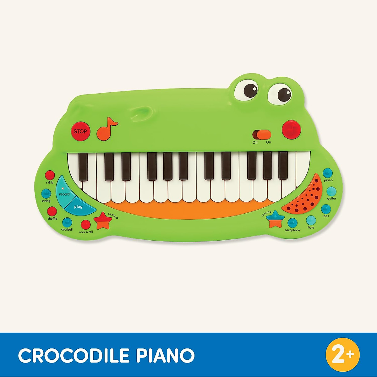 Battat- Toddler Piano Toy – Musical Instrument For Kids, Children – Animal Keyboard Piano With 5 Instrument Settings-Crocodile Piano – 2 Years +
