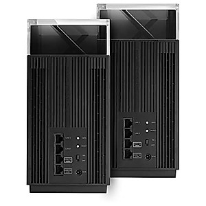 Asus ET12 AXE11000 Whole-Home Tri-Band Mesh WiFi 6E System Coverage up to 610 Sq. Mtr/6,000 Sq. ft.,11Gbps WiFi, 3 SSIDs, Free Security & Parental Controls, Dual 2.5G Ports LAN Aggregation 2 Pack