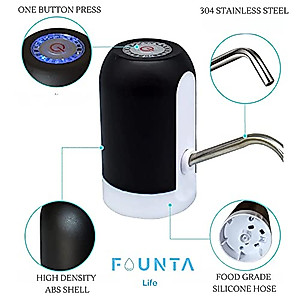 Electric Water Dispenser Pump - Food Grade Pump Pressurized for Easy Dispensing - Battery Powered Water Dispenser Compatible w/ 2-5 Gallon Water Bottles - Ideal for Home/Office/Camping Use