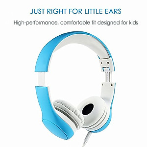 Anble Kids Headphones with Microphone Volume Limited Foldable Wired Headsets for Children - Blue