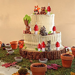 Tondiamo 3 Pcs Mushroom Candles Birthday Cake Topper Forest Woodland Cupcake Fairy Decorations for Baby Shower Party Home Wedding Favor