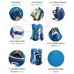 TRIWONDER Hydration Pack Backpack 5.5L Outdoors Mochilas Trail Marathoner Running Race Hydration Vest (Blue - Only Vest)