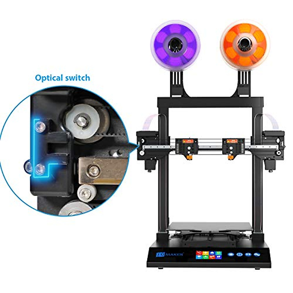 JGMAKER Large 3D Printer Artist-D Pro Auto Leveling IDEX Dual Extruder 3D Printers Direct Drive Extruder with Linear Rail X-axis Optical Endstop Meanwell Power Supply 32bit TMC2209 Driver