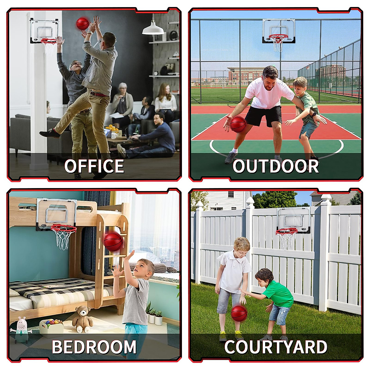 Amy&Benton Mini Basketball Hoop Indoor for Kids Small Basketball Goal Over The Door Nerf Basketball Hoop Dunking Proof on Wall for Room Bedroom Office