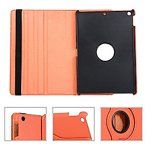 Rotating Case for iPad Pro 12.9-inch 1st & 2nd Generation (2015/2017), Techcircle Slim Premium PU Leather Smart Cover Multi-Angle Viewing Stand Folio Magnetic Hard Shell Protective Case, Orange
