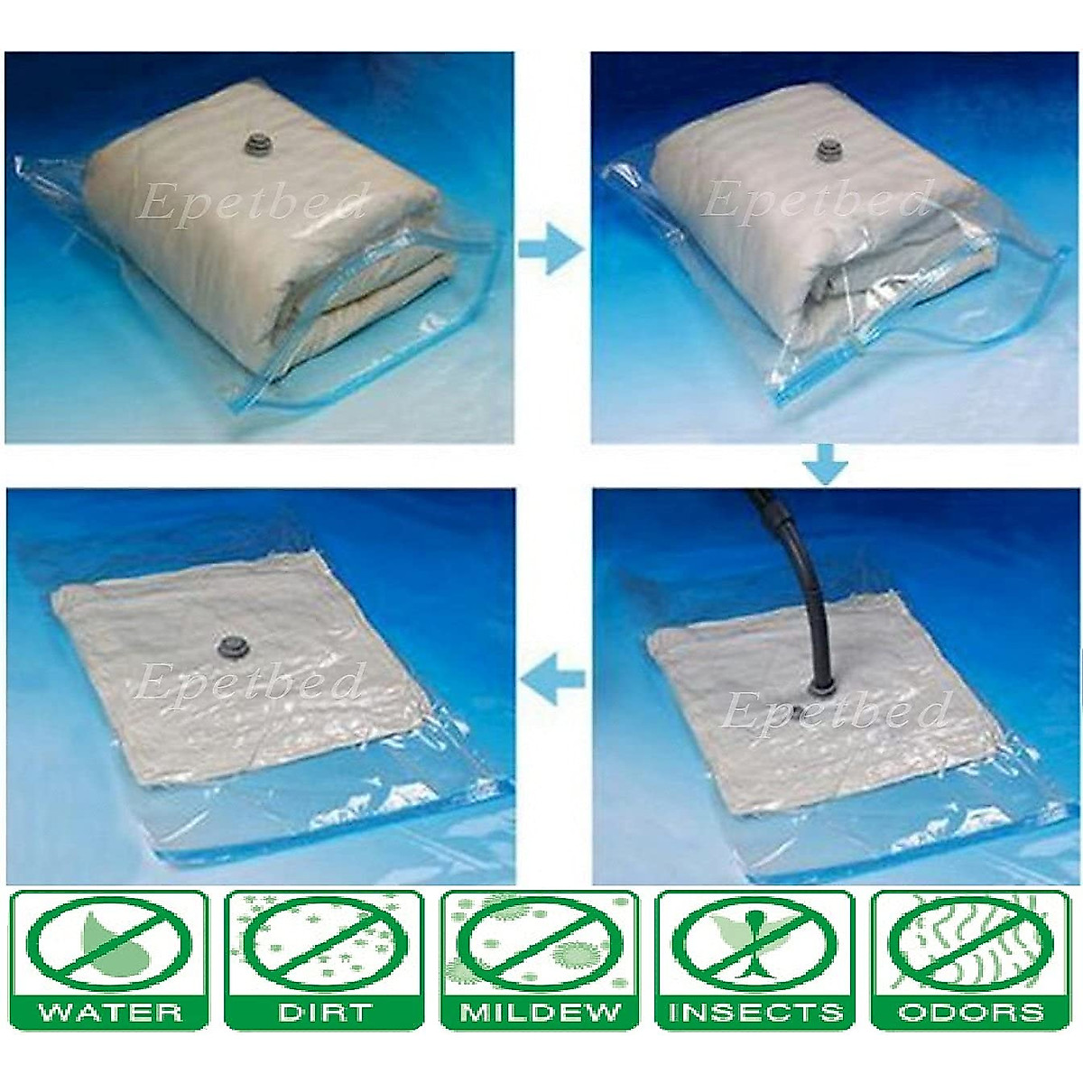 YAWPED 9 Pack Combo Premium Super Jumbo Vacuum Storage Space Saver Bags X5 (130X100cm) with Travel Bag X4 (60X40cm)