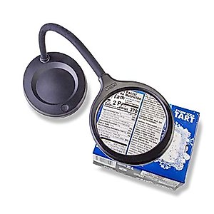 Carson DeskBrite300 COB LED Lighted 2x Aspheric Magnifier & Desk Lamp with 5x Spot Lens with Included USB-C Power Adapter (LM-30)., Black, Medium