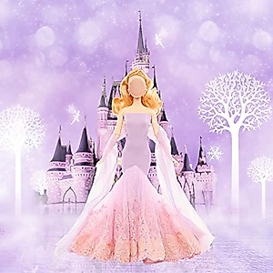 BARWA Pink Wedding Dress Evening Party Princess Pink Gown Dress for 11.5 Inch Girl Doll Xmas Gift