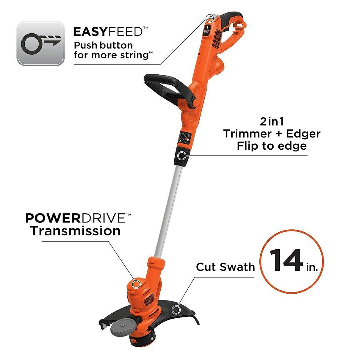 BLACK+DECKER String Trimmer, Electric, 14-inch (BESTE620)