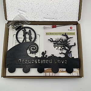 KingLive Predestined Love Coat Hook,The Christmas Eve Decoration,Nightmare Before Christmas Wooden Coat Hooks Key Hooks Home Decora for Bedroom Kitchen Towel Rack,Halloween Present Christmas Gifts