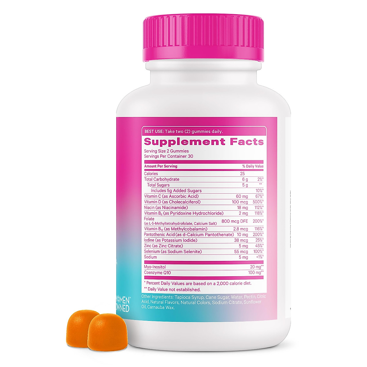 Pink Stork Premium Fertility Gummies for Women - Prenatal Conception Supplements for Her with Inositol, CoQ10, Folate and Vitamins to Support Hormone Balance, Ovulation + Menstrual Cycle, 60 Gummies