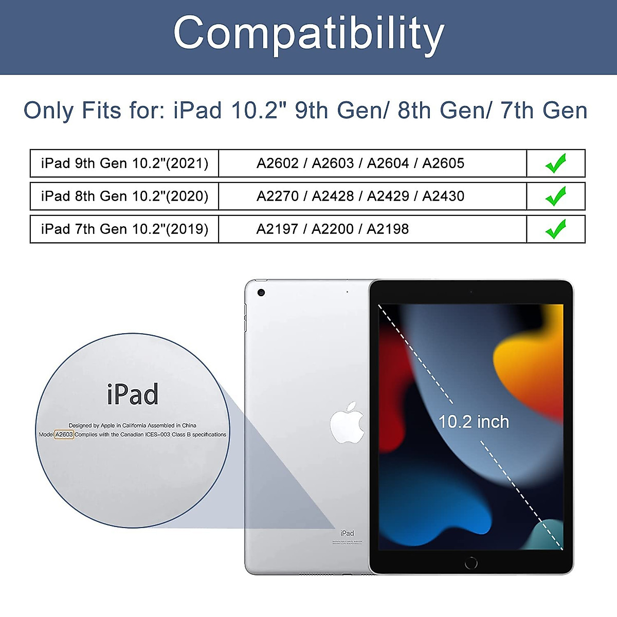 Soke Case for iPad 9th/8th/7th Generation 2021/2020/2019, [Slim Trifold Stand + Auto Wake/Sleep], Premium Protective Hard PC Back Cover for Apple iPad 10.2 Inch (Dark Grey)