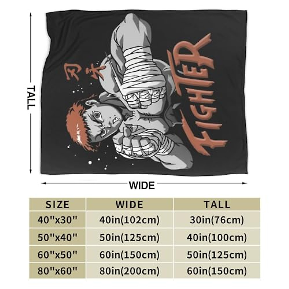 Anime Baki The Grappler Flannel Blanket Comfortable Fleece Blankets for Sofa Chair Bed Home Cars Ornament 80"X60"