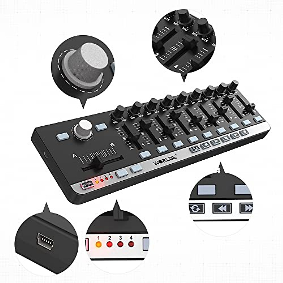 Btuty Portable Mini USB 9 Slim-Line Control MIDI Controller Keyboard Controller