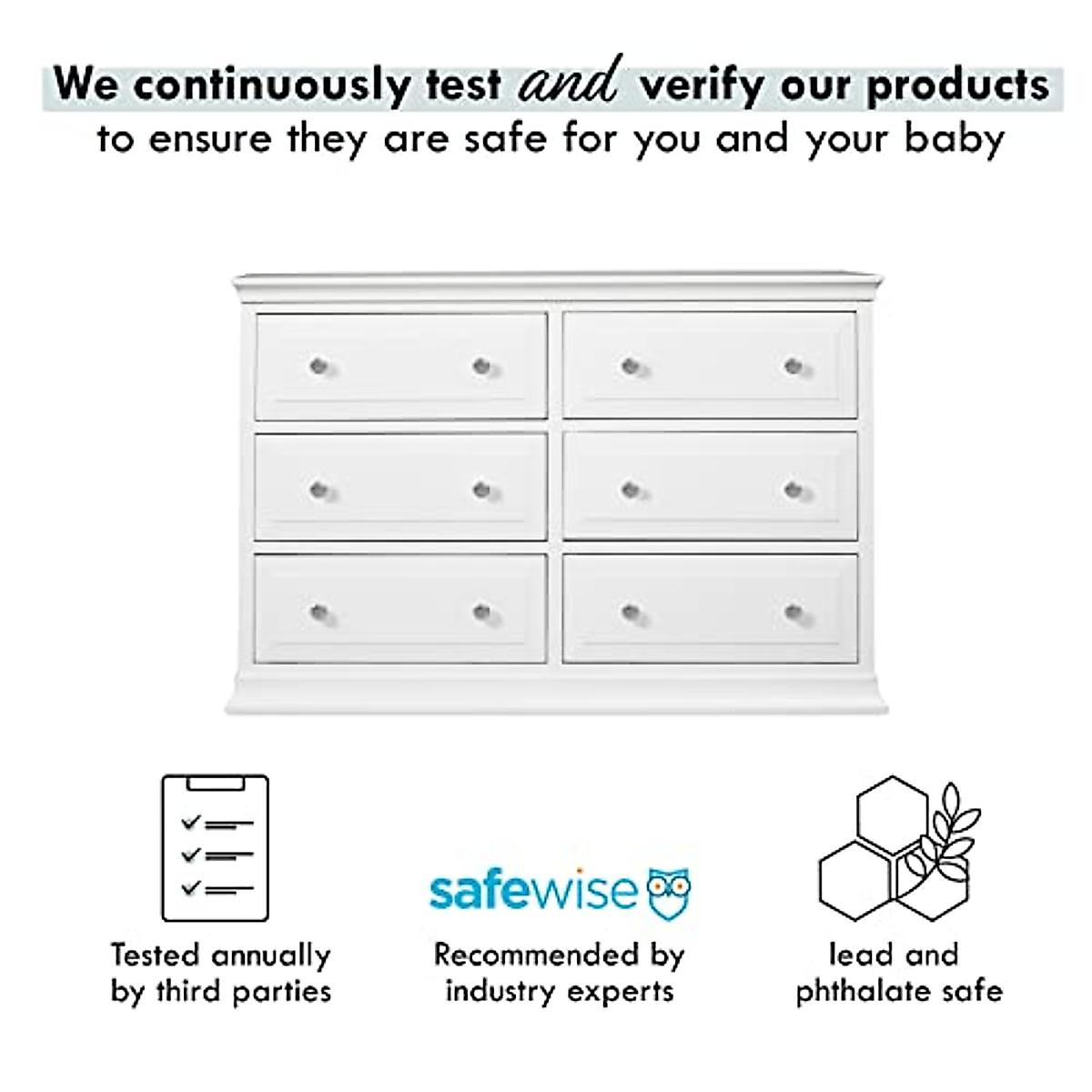 DaVinci Signature 6-Drawer Double Dresser in White