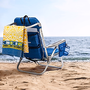 Homevative Folding Backpack Beach Chair with 5 Positions, Towel bar, Cooler Pouch, Storage Pouch, Cup Holder and Phone Holder