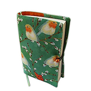 Fabric Book Sleeve Cover, Washable Novel Protector - Bird Design, Padded Book Protector for Adult, Planner Book Case, Hard Books Covers for Paperback 5.5 x 8.2 x 1.6 (Bird)