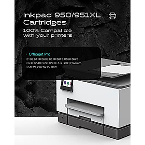 【Upgrade Chip】 950XL 951XL High-Yield Ink Cartridges 5 Combo Pack, Replacement for HP 950 951 XL Ink Cartridges, Works with OfficeJet Pro 8600 8610 8620 8625 Printer (2BK/1C/1M/1Y)