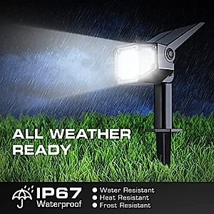 EverBrite 30 LEDs Solar Landscape Spotlights Outdoor, IP67 Waterproof Solar Powered Garden Lights, 2-in-1 Solar Outdoor Lights, 4 Modes Decorative Path Lights for Yard Porch Driveway, 2 Pack