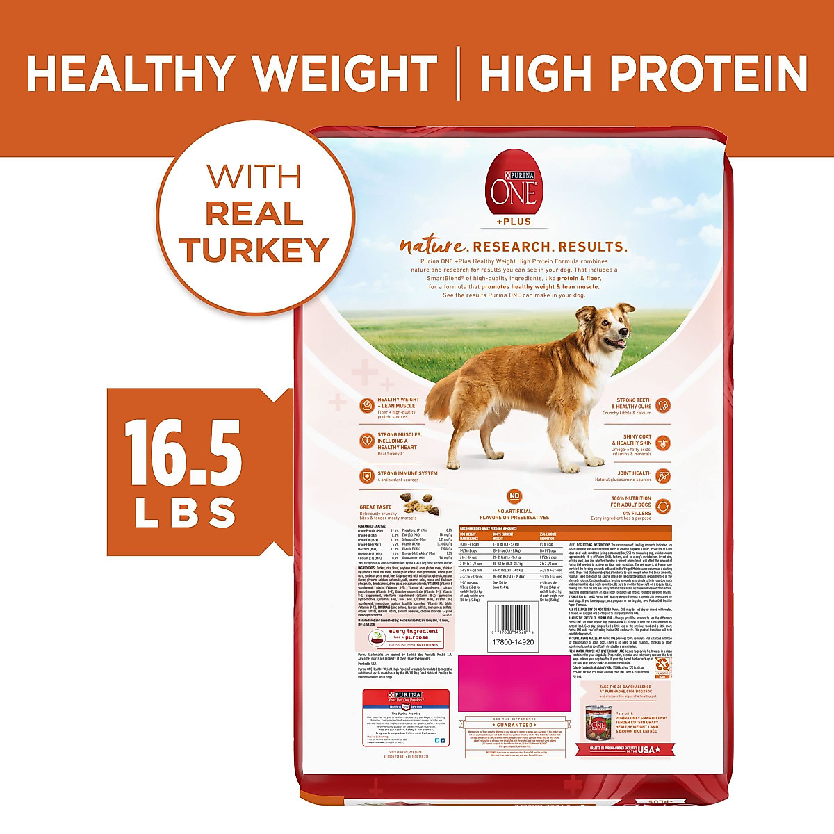 Purina ONE Plus Healthy Weight High-Protein Dog Food Dry Formula - 16.5 lb. Bag