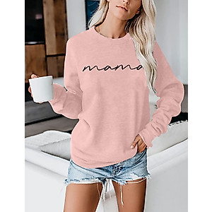 ASTANFY Mama Shirts Women Mama Letter Printed T-Shirt Mama Graphic Tee Casual Short Sleeve Tops Tee Medium
