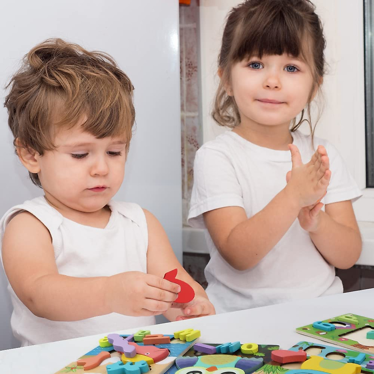 Toddler Puzzles, Wooden Toddler Puzzles Ages 1-3, Montessori Toys for 2-4 Year Old Boys Girls, 4 Pack Animal Shape Preschool Montessori Toys for Boys and Girls